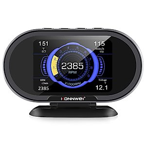 KONNWEI KW206 Car OBD2 HUD Digital Meter Gauge All in One Automotive Trip Computer Smart OBD Speedometer Water Temperature Fuel Pressure Tester for All 2003 and Newer Cars