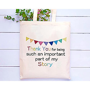 Thank You For Being Such An Important Part of My Story – Shoulder Bag Shopping Bag Tote Bag Gift – Appreciation Gifts for Teachers - Birthday Christmas Back To School Gift For Teacher