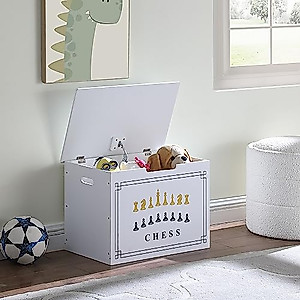 Pierybyt Kids Wooden Toy Box, 2 In 1 Medium Toy Storage Chest & Bench with Flip-Top Lid, 2 Safety Hinges & Groove Handle, Toddler Cabinet Organizer Medium Trunk for Kids Room Playroom