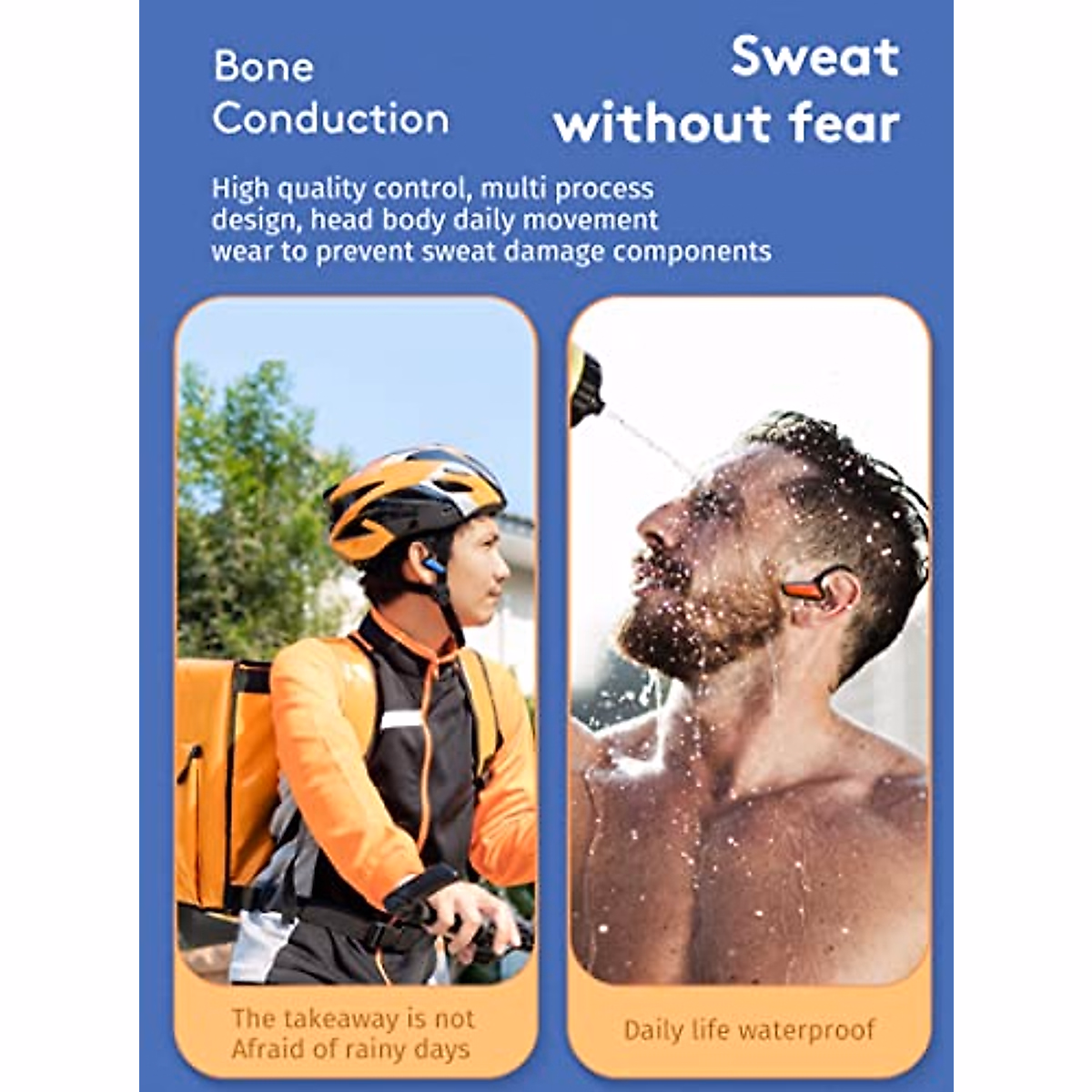 Bone Conduction Headphones Open Ear Wireless Bluetooth 5.2 Sports Headset Waterproof Earbuds with Microphone Long Battery Life Neckband for Running Workout Cycling Android iOS