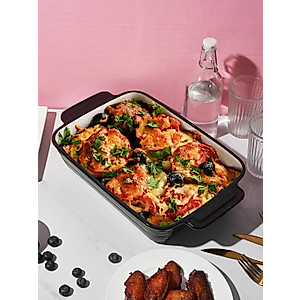 LIFVER Casserole Dish for Oven, 9x13 Ceramic Baking Dish, 115oz Large Lasagna Pan, Durable Deep Baking Pan with Handles, Oven Safe, Home & Kitchen Decor Gifts, Black