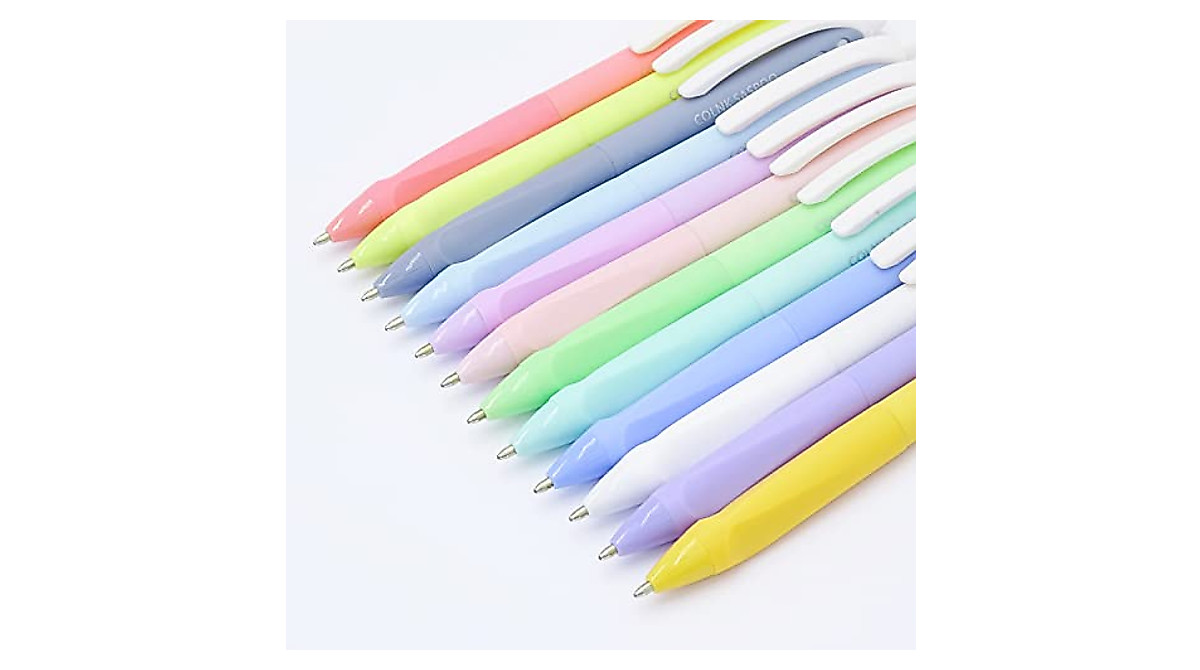 COLNK 12 Assorted Colored Ballpoint Pens | 1.0mm Grip