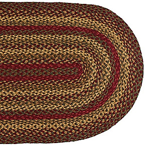 IHF Home Decor Braided Rug 3' X 5' Country Style New Oval Floor Carpet CINNAMON DESIGN Jute Material,Wine, Sage, Tan