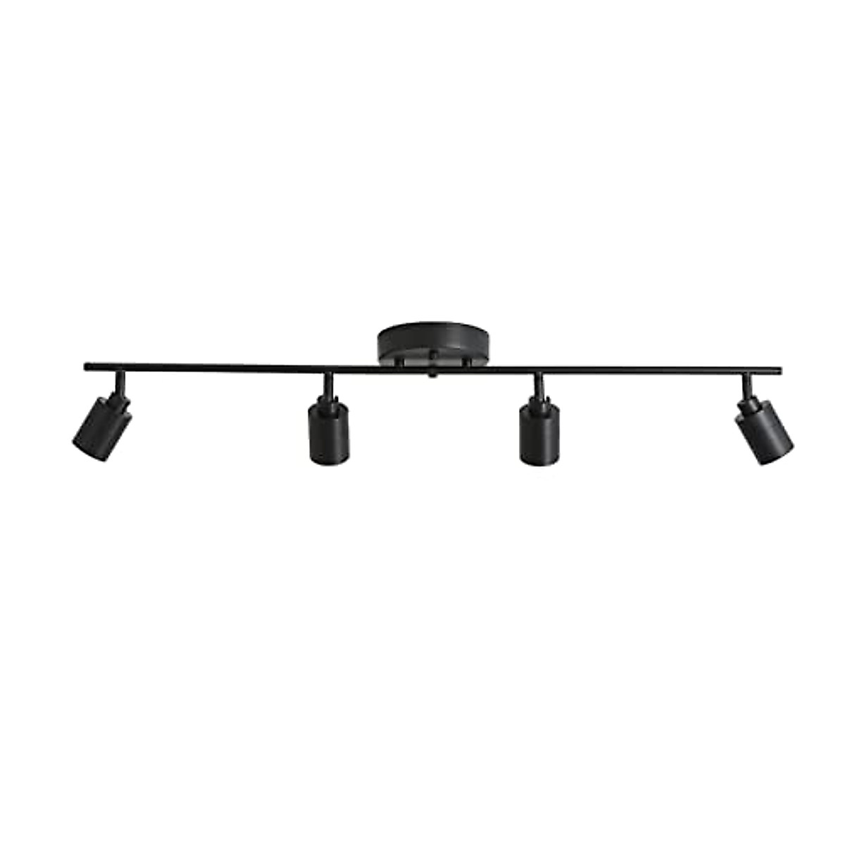 VidaLite LED Track Light, 7W Four Bulb Fixed Rail with Rotating Heads, 3000K Modern Interior Spotlight, Black