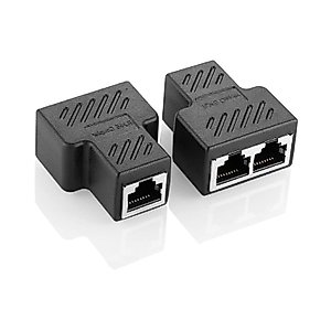 RJ45 Ethernet Splitter, 1 to 2 Ethernet Extender Connector Female to 2 Female 8P8C Extender Plug LAN Couple Network Splitter for Cat5 Cat5e Cat6 Cat6e Cat7 Cable. (1 Pair - Ethernet Splitter)