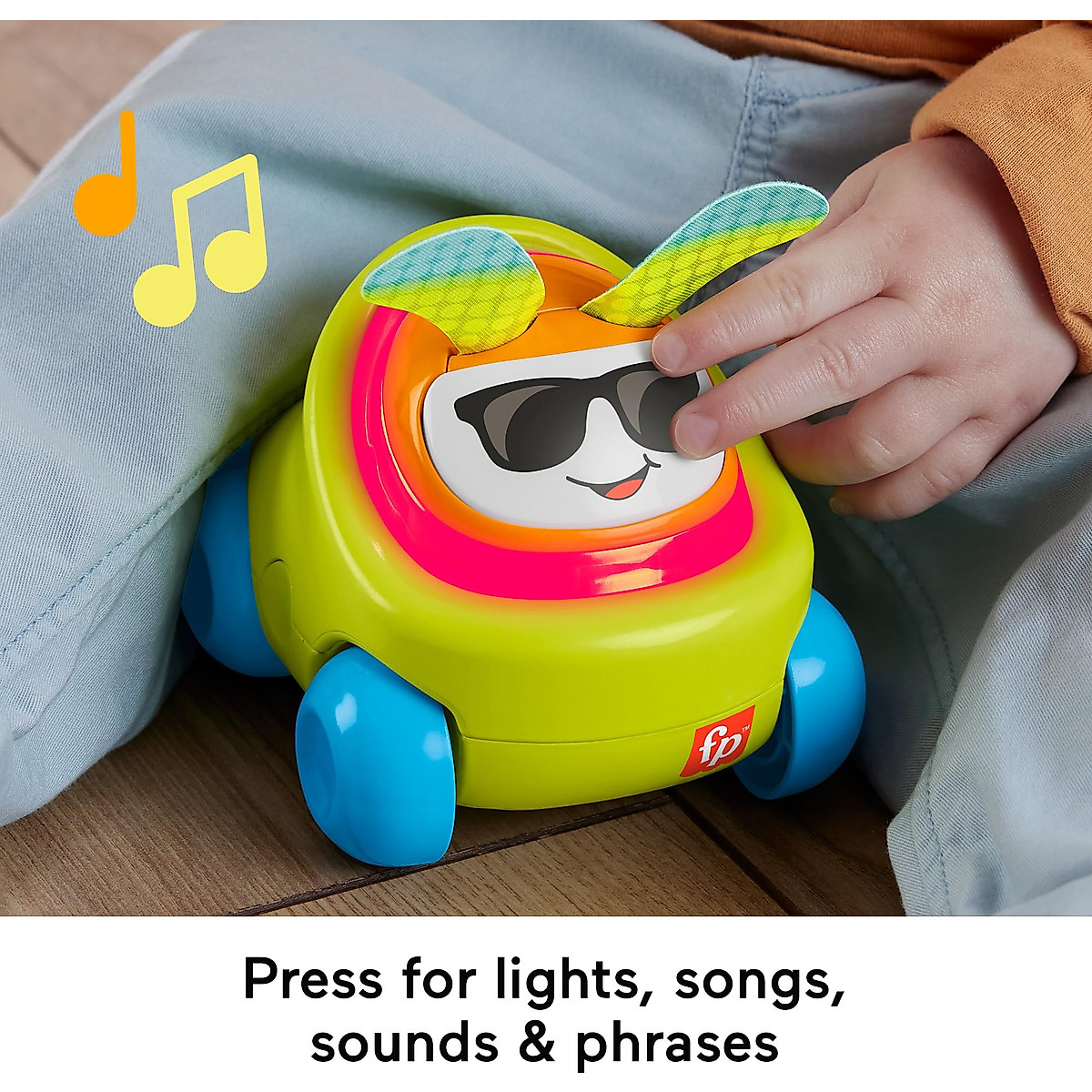 Fisher-Price DJ Buggy Baby Toy Car with Lights Music Sounds and Learning Songs for Crawling Play, Green