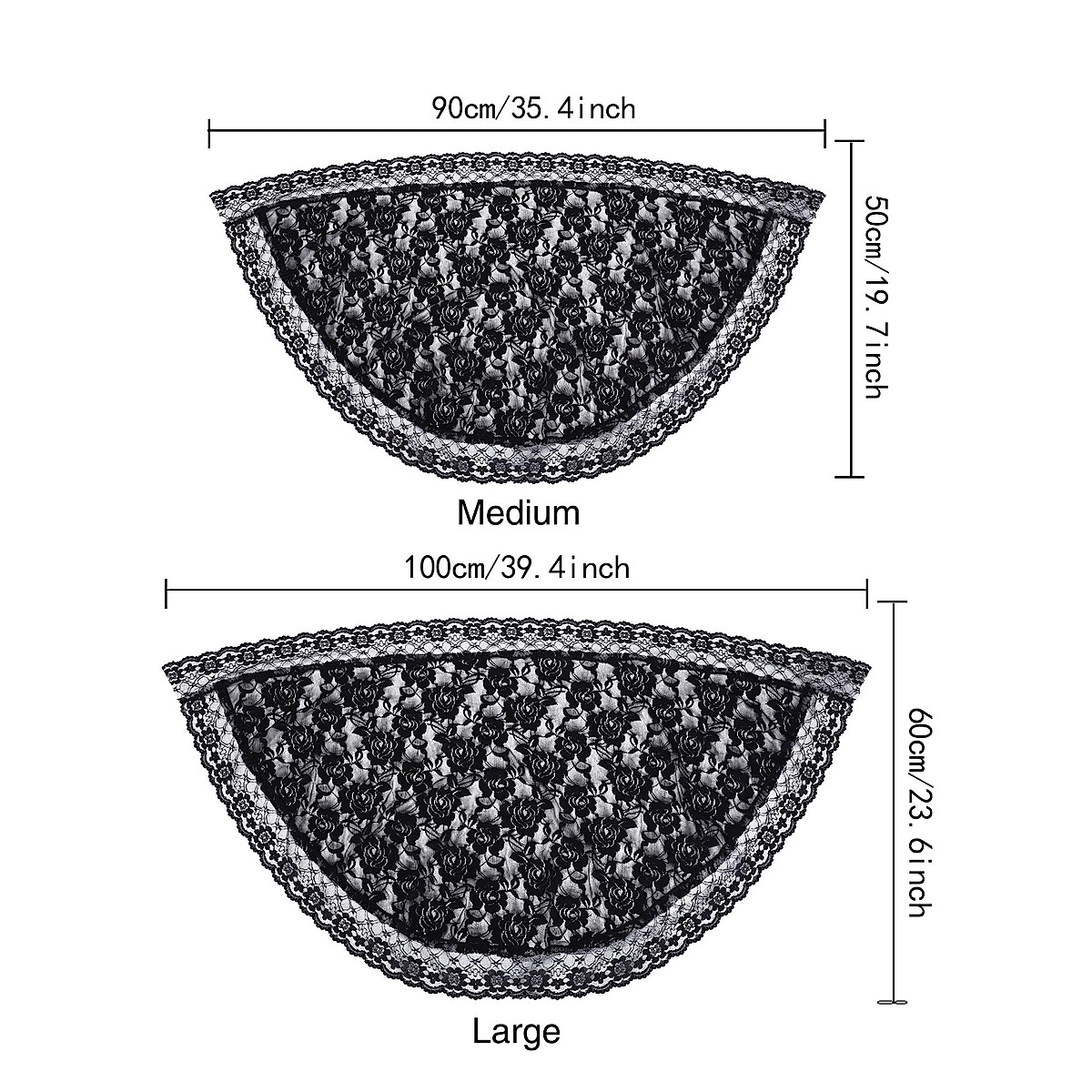 2 Pieces Floral Lace Veils Head Covering Latin Mass Mantilla Veils Short Scarf for Bridal Women (Simple Style,Medium)