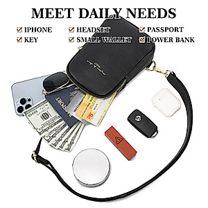 INICAT Small Crossbody Sling Bags for Women Leather Cell Phone Purse Fanny Packs for Women Men(Genuine Leather - Black)