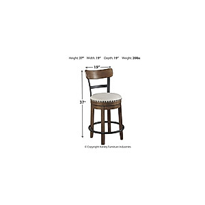 Signature Design by Ashley Valebeck Rustic Farmhouse 24.5” Counter Height Swivel Bar Stool, Brown