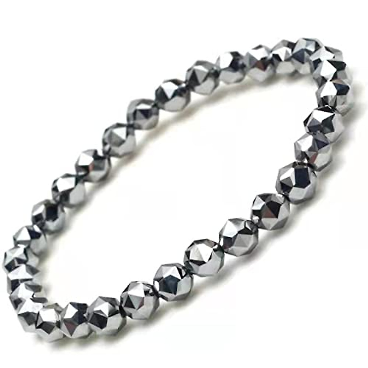 LiZiFang Natural Terahertz Wave Gemstone Round Beads Healing Bracelet 6mm