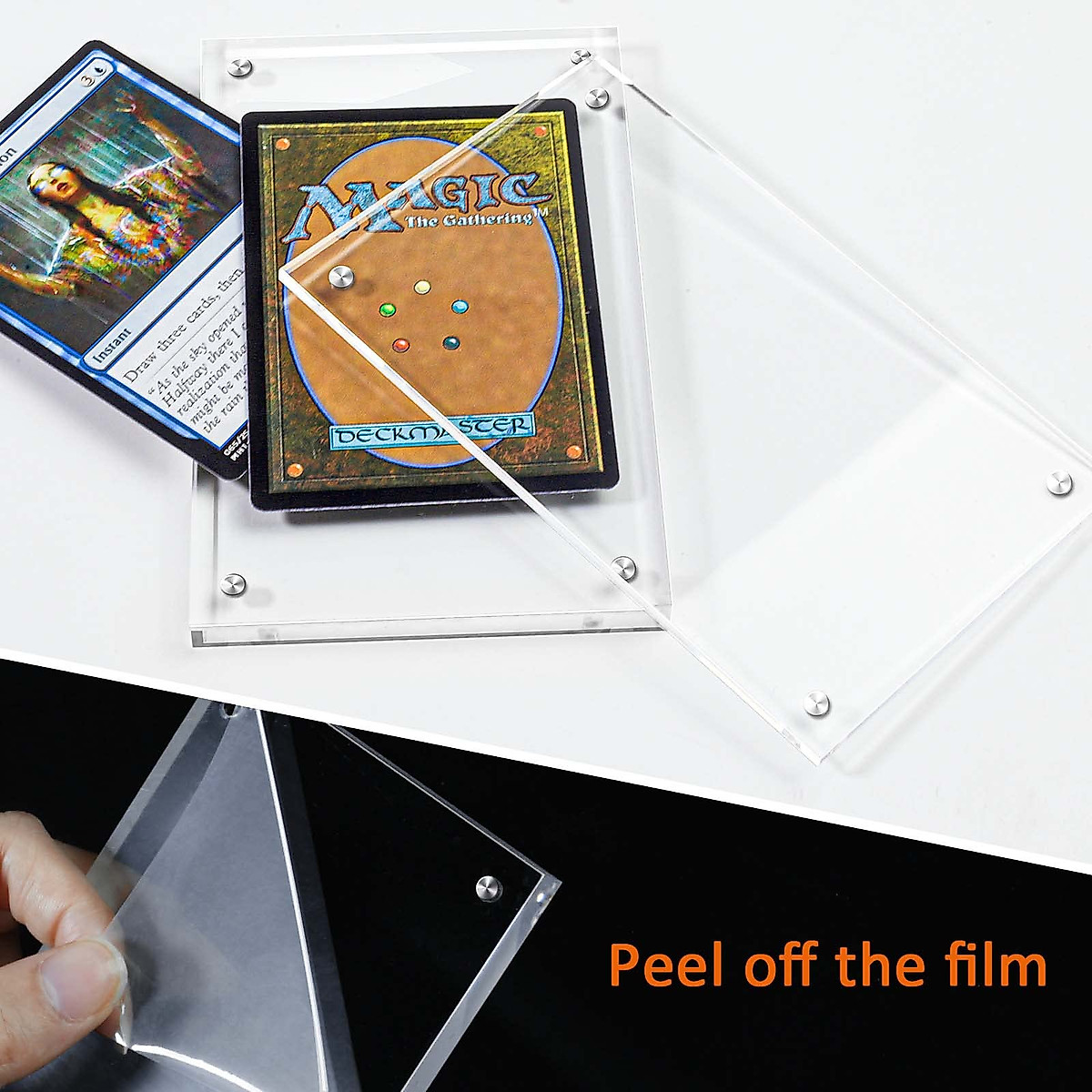 Acrylic Card Frame, Magnetic Trading Card Display Frames Desktop Display - 2 Sets Clear