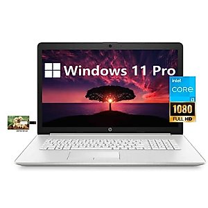 HP 17 Business Laptop Computer, 11th Gen Intel Core i3-1115G4, 17" FHD Display, Windows 11 Pro, 16GB RAM, 512GB SSD, Wi-Fi, Bluetooth, Webcam, HDMI, 32GB Durlyfish USB Card