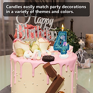 laackys Blue Shell Sequin Number Candle Birthday Cake Number Candle for Mermaid Theme Party, Wedding, Birthday Party Party, Party Decoration Supplies (4)