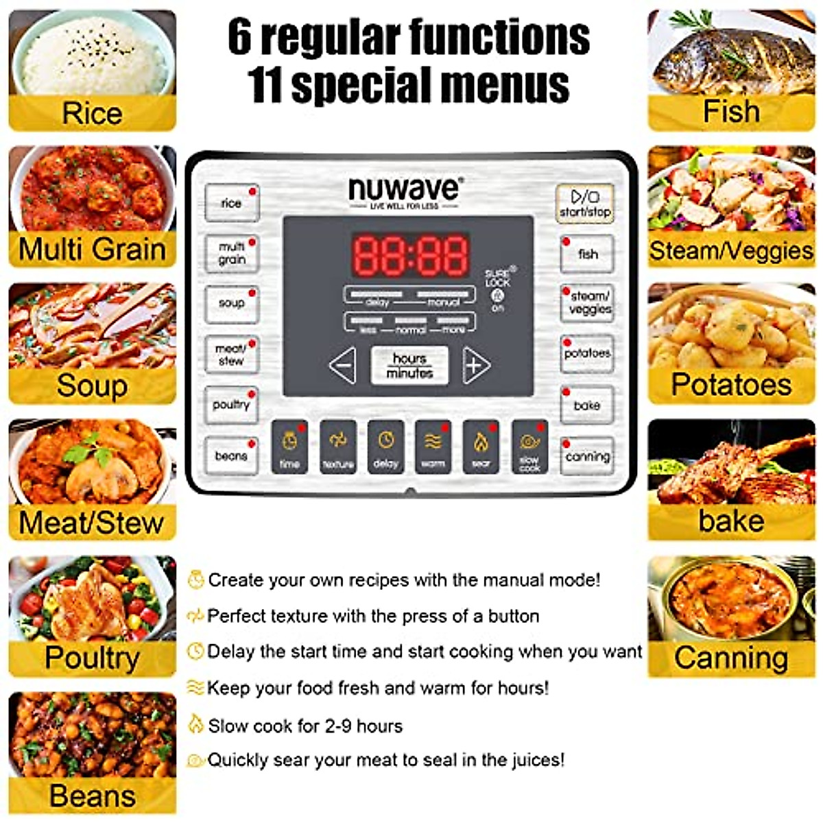 Nuwave Nutri-Pot Digital Pressure Cooker 8-quart with Stainless Steel Inner Pot & Sure-Lock Technology
