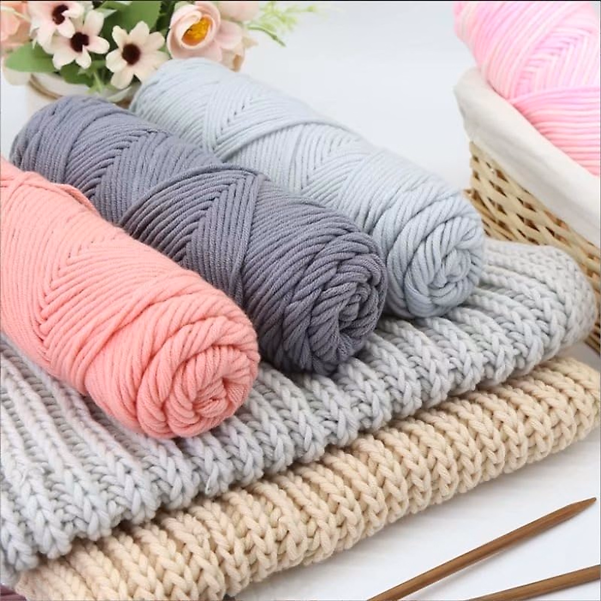 Soft Milk Cotton Knitting Wool Ball for DIY Hat and Scarves – Hand Weaving Technique - Crocheted Yarn Ball (Color : QRM-31)