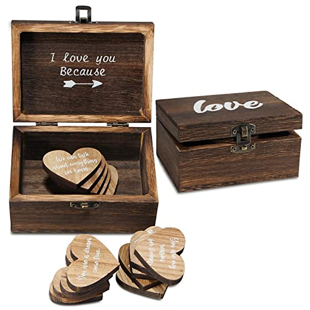 Anniversary Sign Gifts for Her Him, I Love You Because 15 Love Quote Signs, 5th Wood Wedding Anniversary Love Gifts for Wife Husband, Valentines Day Treasure Hunt Gifts for Girlfriend Boyfriend