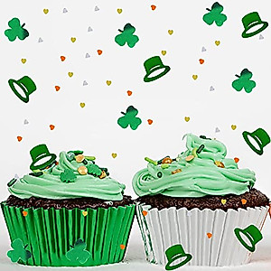 Spring Confetti, Green Shamrock Foil Confetti Colorful Heart Table Decor Green Irish Clover Hat Confetti Shamrock Beard Sprinkles for St Patricks Birthday Baby Shower Decorations