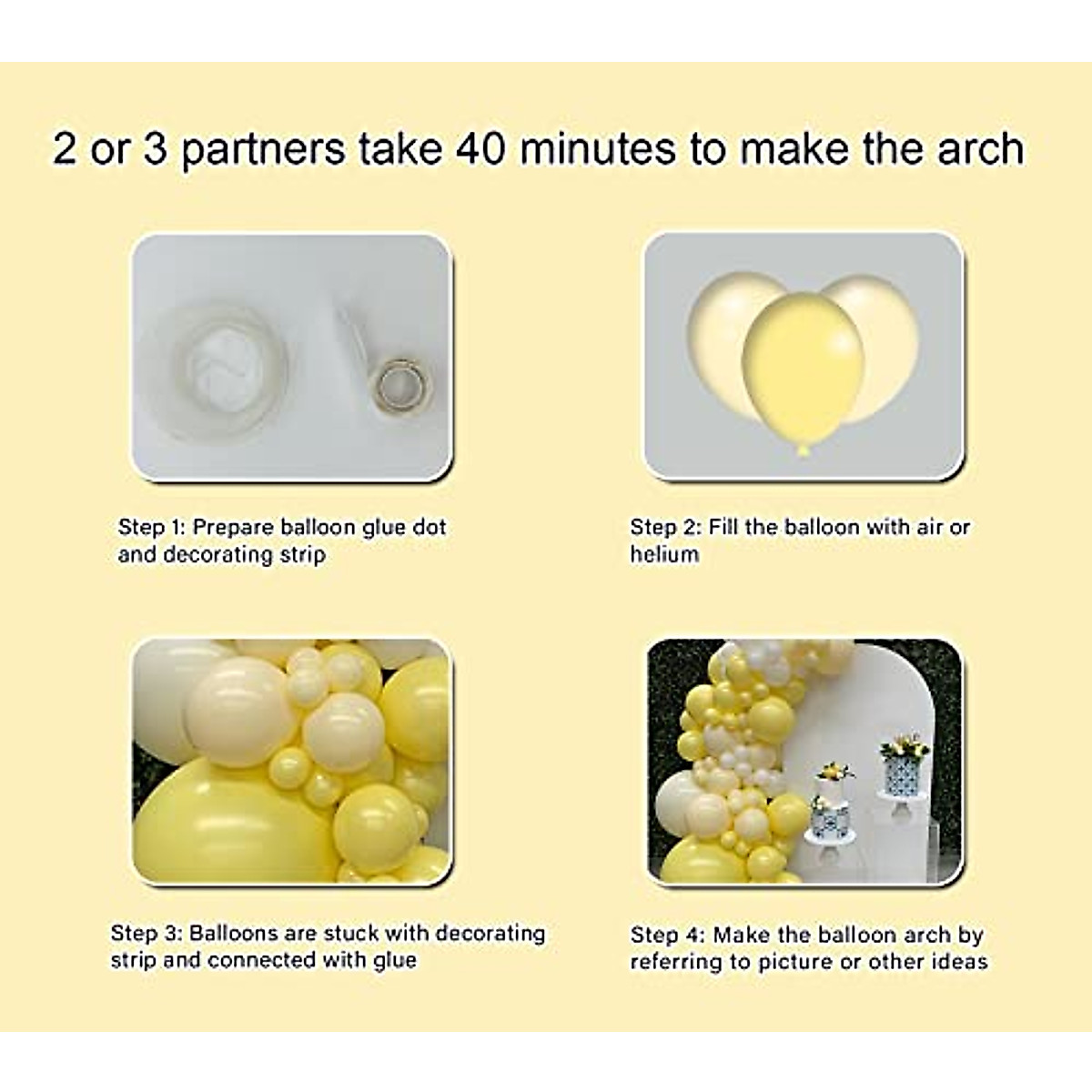 Yellow Balloon Arch Garland Kit-White Balloon 122Pcs for Graduation,Birthday,Easter,Baby Shower,Christmas,Fiesta Party Decoration.