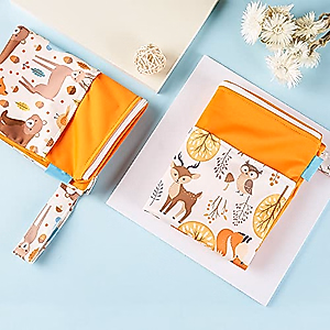 BabyG 2pcs Waterproof Wet and Dry Bag with Two Zippered Pockets, Washable, Reusable for Travel,Hiking, Beach, Pool, Stroller, Diapers, Wet Swimsuits, Toiletries (Orange), 11.8x15.8 Inch (BG2017)