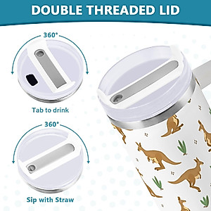 IHCVHQX Tumbler With Handle and Straw 30oz Kangaroo Cute Insulated Tumbler Cups Stainless Steel Travel Coffee Mug