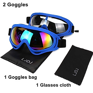 LJDJ Motorcycle Goggles - Glasses Set of 2 - Dirt Bike ATV Motocross Anti-UV Adjustable Riding Offroad Protective Combat Tactical Military Goggles for Men Women Kids Youth Adult