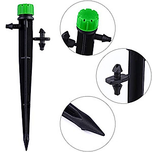 URATOT 60 Pieces 360 Degree Adjustable Irrigation Drippers with Barbed Connector for 4/7 MM Tube, Water Flow Drip Stakes Emitter Drip System