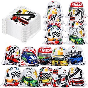 Race Car Truck Birthday Party Supplies Race Car Truck Party Favors Gift Bag Racing Drawstring Backpack Truck Candy Treat Bag Goodie Snack Bag for Boys Kids Party Decoration (Race Car, 20 Pieces)