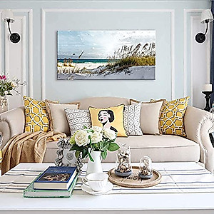 Beach Decor Ocean Decor Beach Wall Art Pictures for Bedroom Living Room Office Beach Wall Decor Ocean Decorations Framed Wall Art Bathroom Paintings Canvas Wall Art Sunshine Sea Waves Artwork 20"X40"