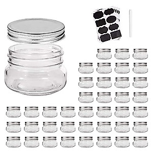 Accguan Mini Mason Jars,glass jar 5OZ With Lids（Silver,Ideal for Jam,Honey,Wedding Favors,Shower Favors,40 PACK