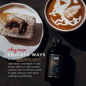 SAVA Madagascar Vanilla Extract – 100% Pure Vanilla Extract from High-Quality Madagascar Vanilla Beans – No Sugar Added Gourmet Vanilla Extract – Baking Supplies (4 Oz)