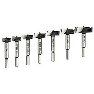 Ryobi A9FS7 7 Piece X Wing Woodworking Forstner Bit Set for Drill Press Use (Mountable Storage Case Included)
