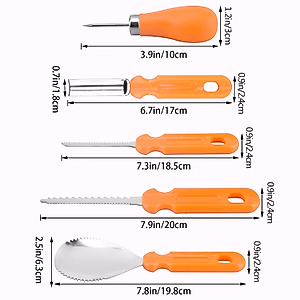 Elmchee Halloween Pumpkin Carving Tools,Jack-O-Lanterns 13 Piece Professional pumpkin cutting carving supplies tools Kit stainless steel lengthening and thickening with Handbag