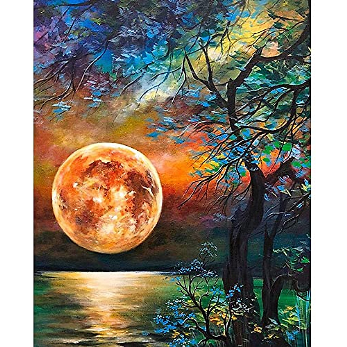 LWZAYS 5D Diamond Painting Kits for Adults & Kids,Moon Tree Diamond Dots Crystal Gem DIY Arts Painting Perfect for Home Wall Decor (12x16inch)
