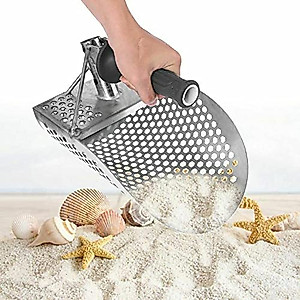 Jkapagzy Stainless Steel Sand Scoop Sifter Metal Detector Accessories with Handle,Folding Shovel Spade Garden Camping Tool Outdoor