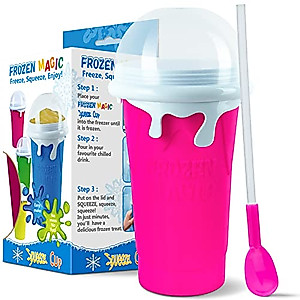 Slushy Maker Cup, Frozen Magic Squeeze Cup, 16.9 oz/500ml Slushy Squeeze Cup for Homemade Milkshake, Magic Slushy Maker Squeeze Cup, DIY Smoothie Maker, Ice Maker Cup Squeeze (1 in Pink)
