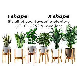 GreeMoose Plant Stand I Mid Century Indoor, Bamboo, Wooden, Adjustable (8-12 Inch), Tall Modern Plant Holder (Planter Not Included)