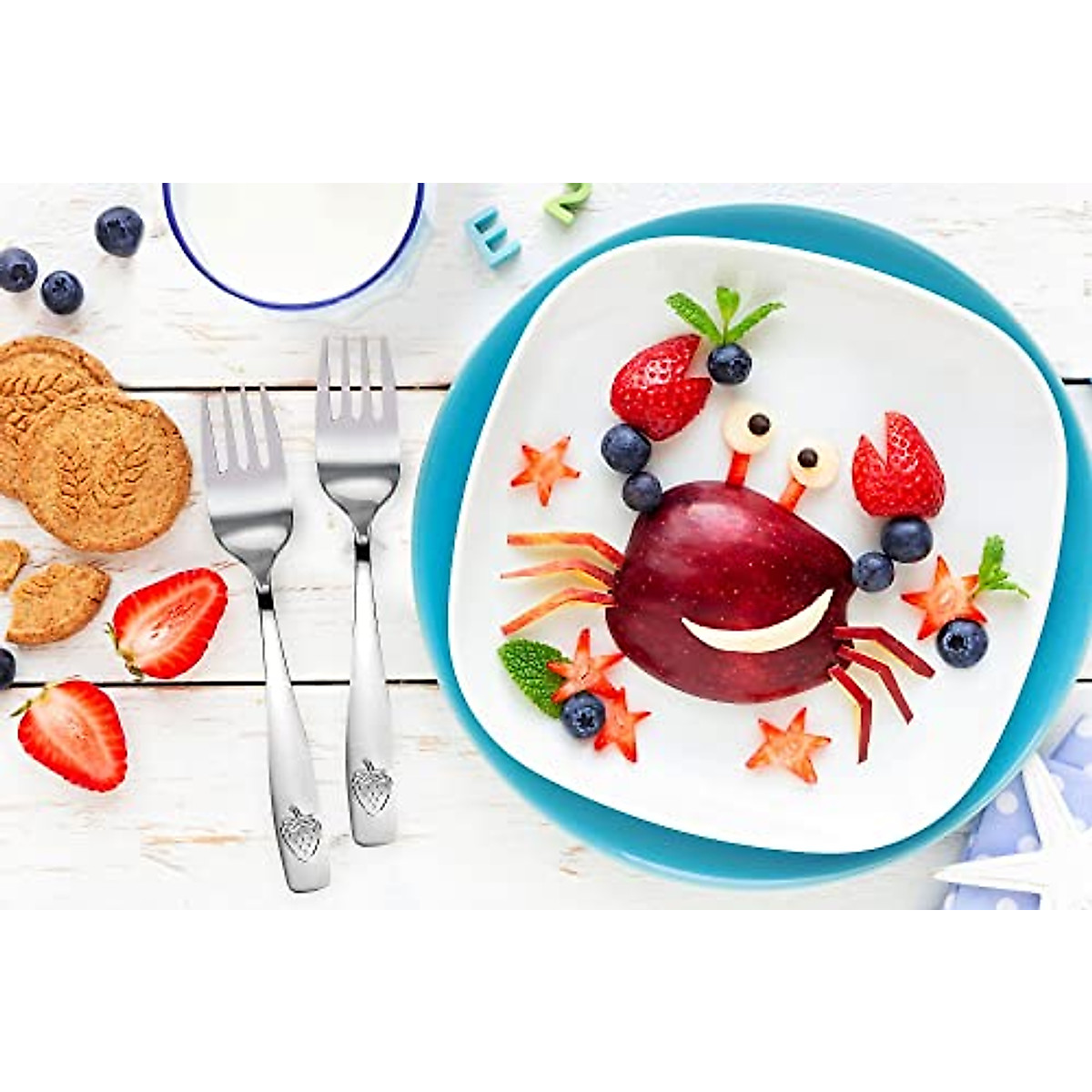 9 Piece Stainless Steel Kids Forks - Child and Toddler Safe Flatware - Kids Utensil Set - Metal Kids Cutlery Set - Includes a Total of 9 Small Kids Forks