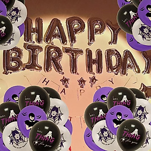 Generic 24 PCS Wednesday Balloon Birthday Party Decoration, Addams Family Birthday Party Decorations,Birthday Theme Party Decoration