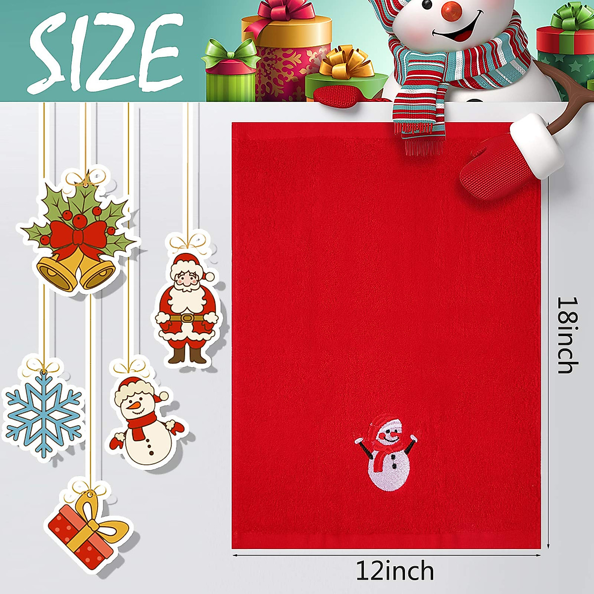 8 Pieces Christmas Hand Towels Christmas Kitchen Towels Santa Holiday Decorative Dish Towels Christmas Tree Fabric Washable Cleaning Cloth for Home Kitchen Household Supplies, 12 x 18 Inch