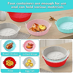 BDYKJYM 4Pcs Air Fryer Silicone Liners,Reusable Air Fryer Silicone Basket,Replacement Of Flammable Parchment Paper, Heat Resistant Easy Cleaning Air Fryers Oven Accessories(Top 7.9in, Bottom 6.9in)