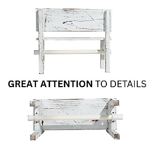 GoFika Farmhouse Paper Towel Holder for Kitchen Countertop with Shelf,Rustic Decorative Bench Paper Towel Dispenser,Standard Roll,Whitewashed Wood