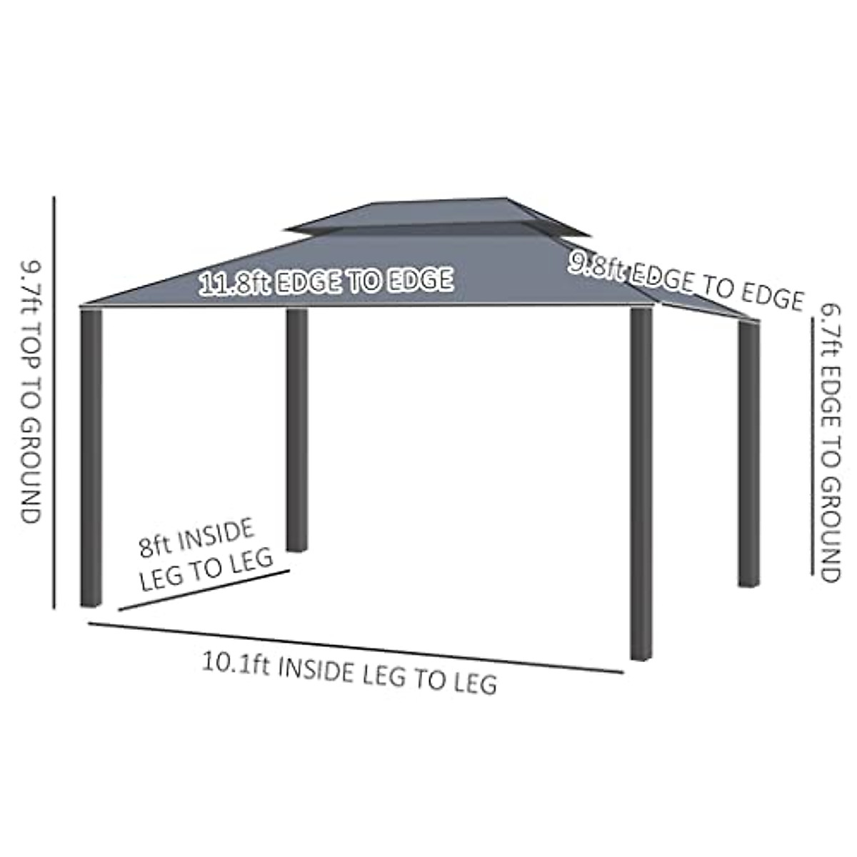 LUKEO 10x12 Hardtop Gazebo Aluminum Frame Gazebo, Polycarbonates Gazebo Canopy with Curtains for Patio Lawn and Garden