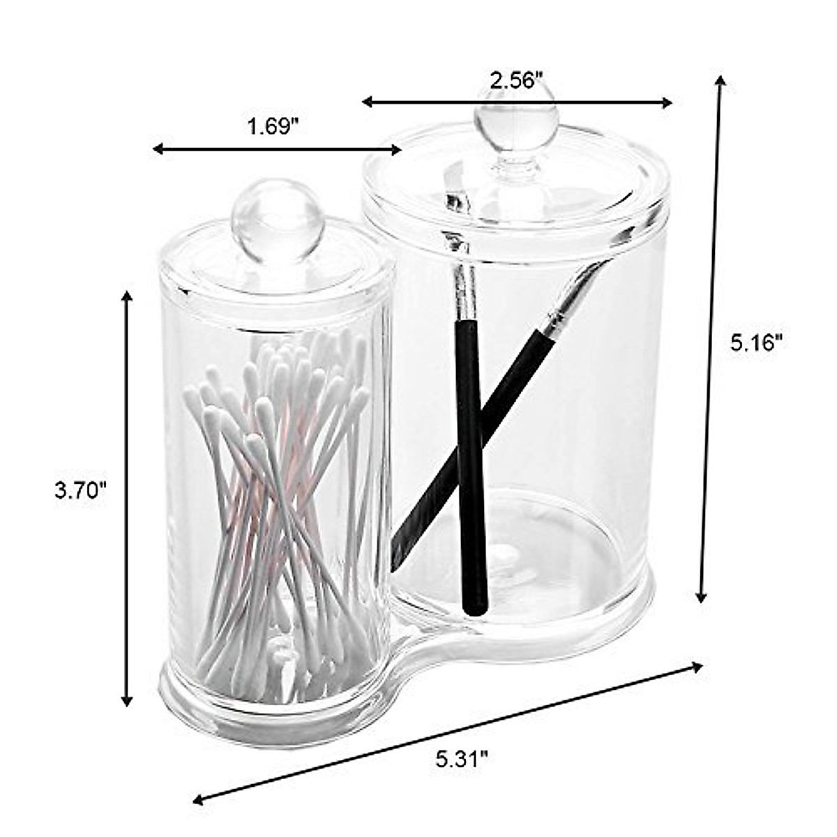 Cq acrylic Multifunctional Home Decor For Cotton Swabs Organizer and Cotton Balls Storage,5.4 x3.1x 5.1,pack of 1