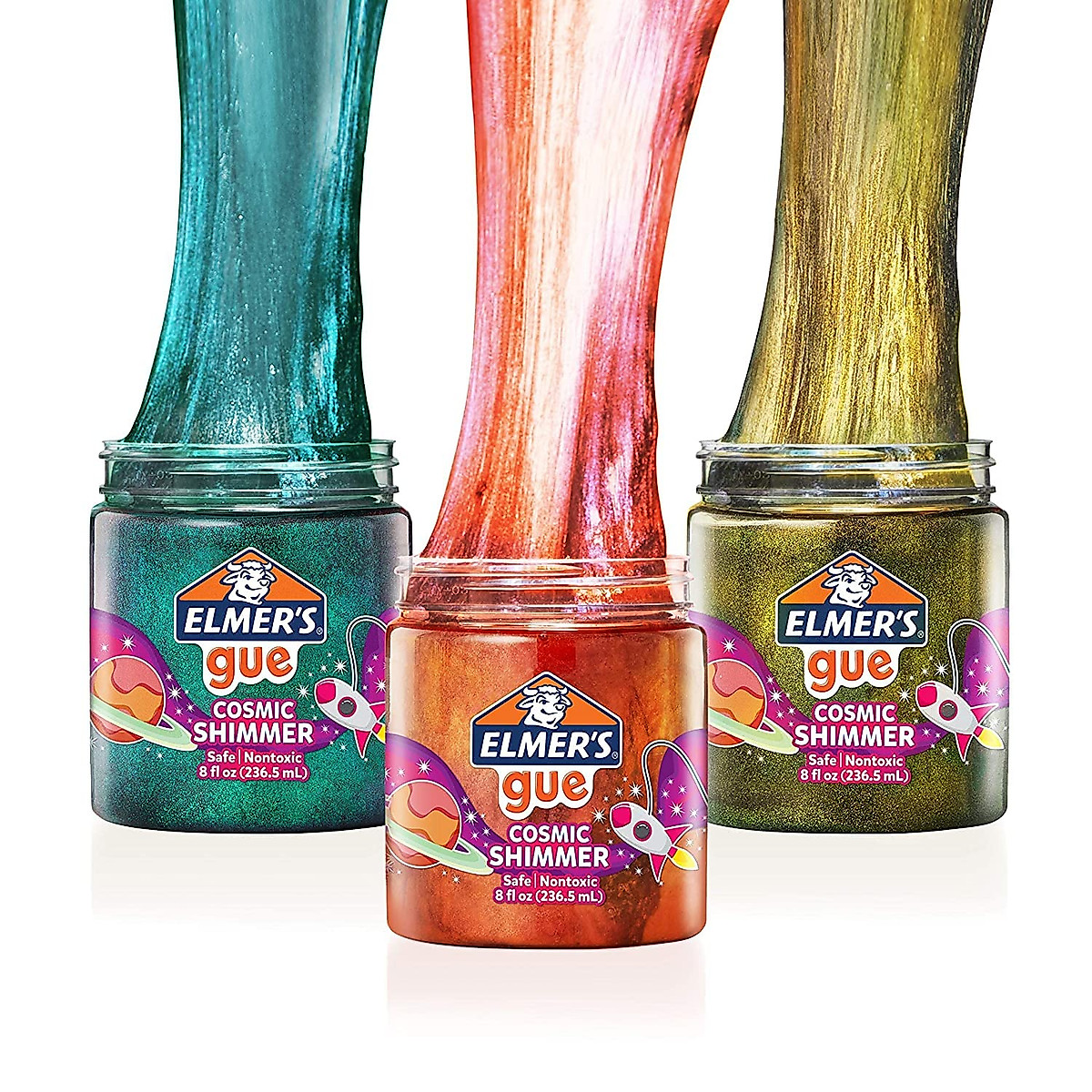 Elmer's Gue Premade Slime, Cosmic Shimmer Glitter Slime, Variety Pack, 3 Count