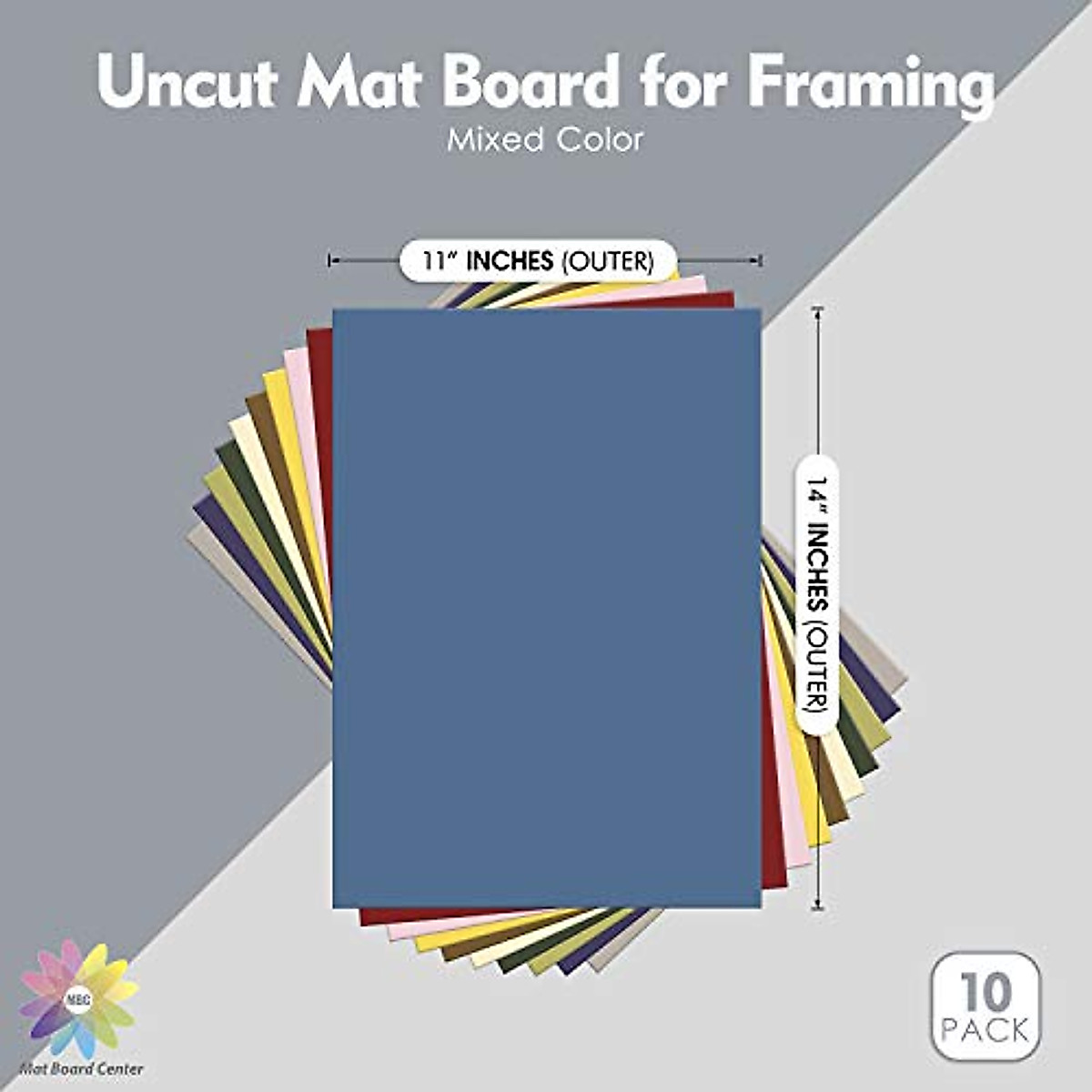 Mat Board Center, 10-Pack 11x14 Uncut Photo Mats Backing Boards - Mixed Color - for Frames, Photos, Pictures and More