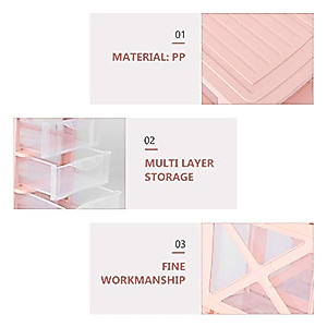 DOITOOL Four- Layer Storage Drawers- Transparent Plastic Drawers Organizer- Multifunction Plastic Drawers Kitchen Pantry Storage Cabinet for Kitchen, Bathroom, Vanity, Desk ( Pink )