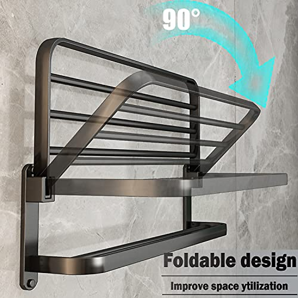 BOZWELL Bathroom Lavatory Towel Rack with Two Towel Bars,24-Inch Towel Holder with Shelf BZ205-A (Matte Black)