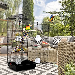 HCY, Bird Cage, Parrot Cage 39 inch Parakeet Cage Accessories with Bird Stand Medium Roof Top Large Flight cage for Small Cockatiel Canary Parakeet Conure Finches Budgie Lovebirds Pet Toy