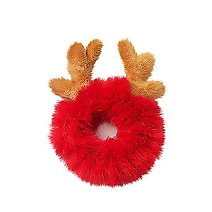 Christmas Furry Hair Ties 1 PC Cute Antlers Fluffy Hair Scrunchies Elastic Hairbands Bobbles Ponytail Holders for Women Girls