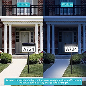 Address Sign, LIANYIPASS Solar House Numbers for Outside Modern Plaque Waterproof House Number Sign Lighted Up for Yard Driveway Street with Stakes